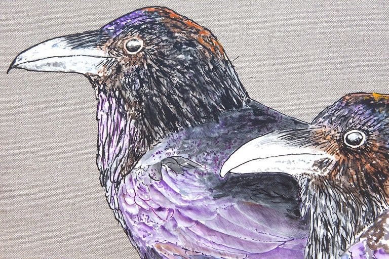 Emil Morhardt - Raven Couple, Original Painting For Sale at 1stDibs