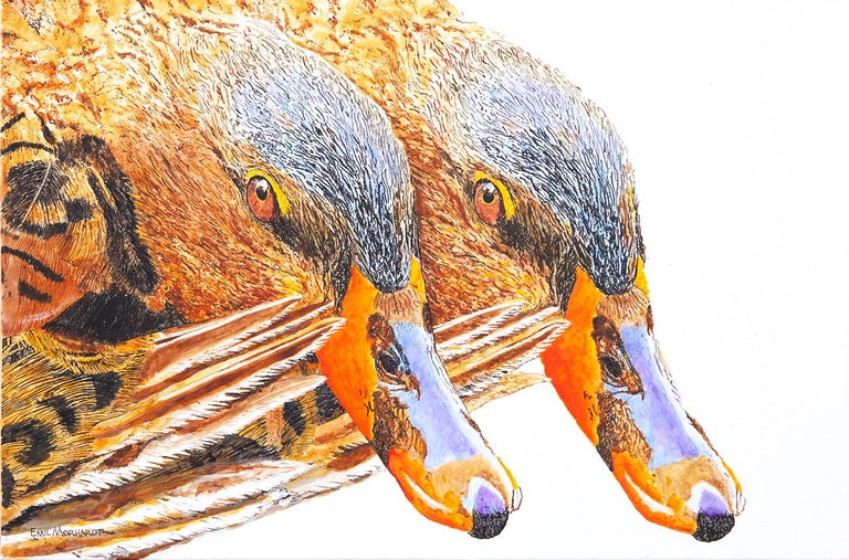 Emil Morhardt - The Coy Miss Mallards, Original Painting For Sale at ...