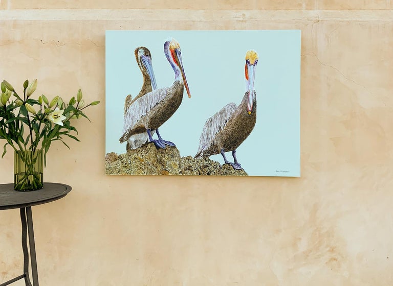 Emil Morhardt - Three Pelicans, Original Painting For Sale at 1stDibs