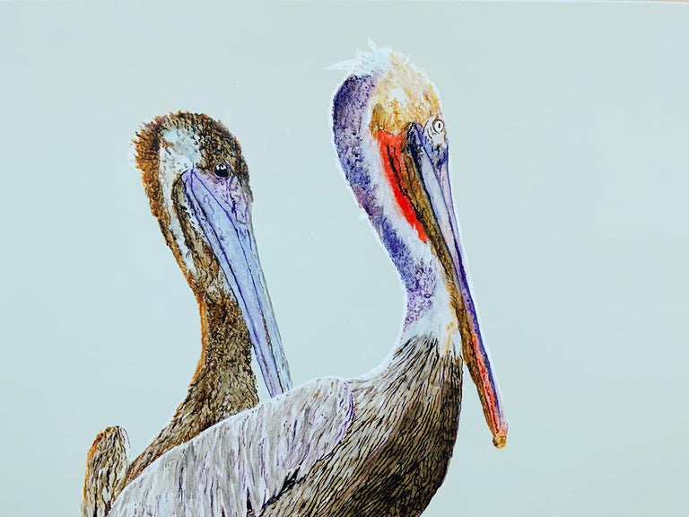 Emil Morhardt - Three Pelicans, Original Painting For Sale at 1stDibs
