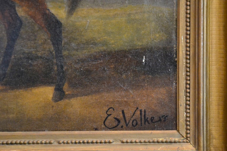 Emil Volkers - Horse - Oil on Canvas y E. Volkers - Late 19th Century ...