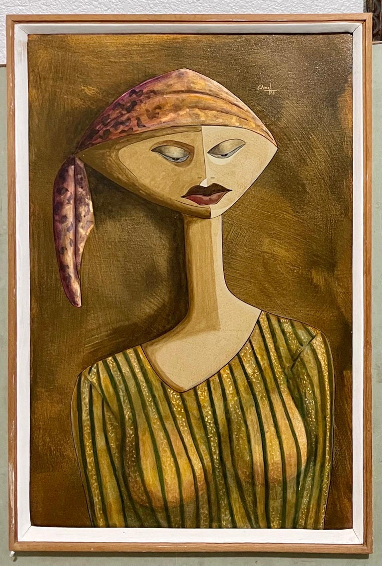 Emilcar Similien (SIMIL) - 1973 Haitian Mod Oil Painting Portrait of ...