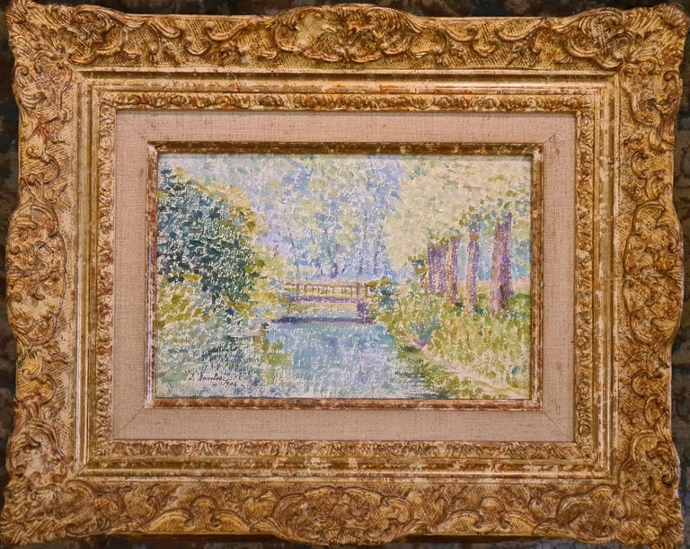 Emile Ancelet - Pointillist Landscape, The Bridge, Santes at 1stDibs