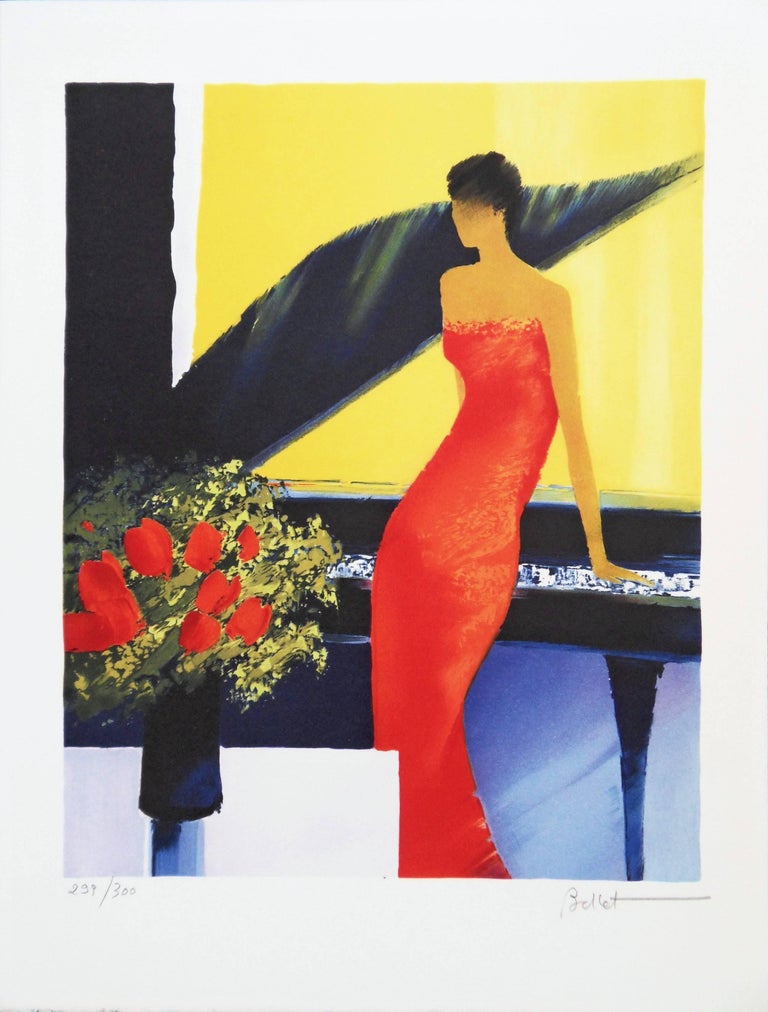 Emile Bellet - Piano Bar - Handsigned lithograph at 1stDibs