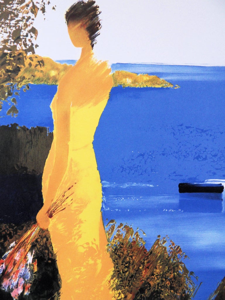 Emile Bellet - Woman in a Yellow Dress in the French Riviera ...