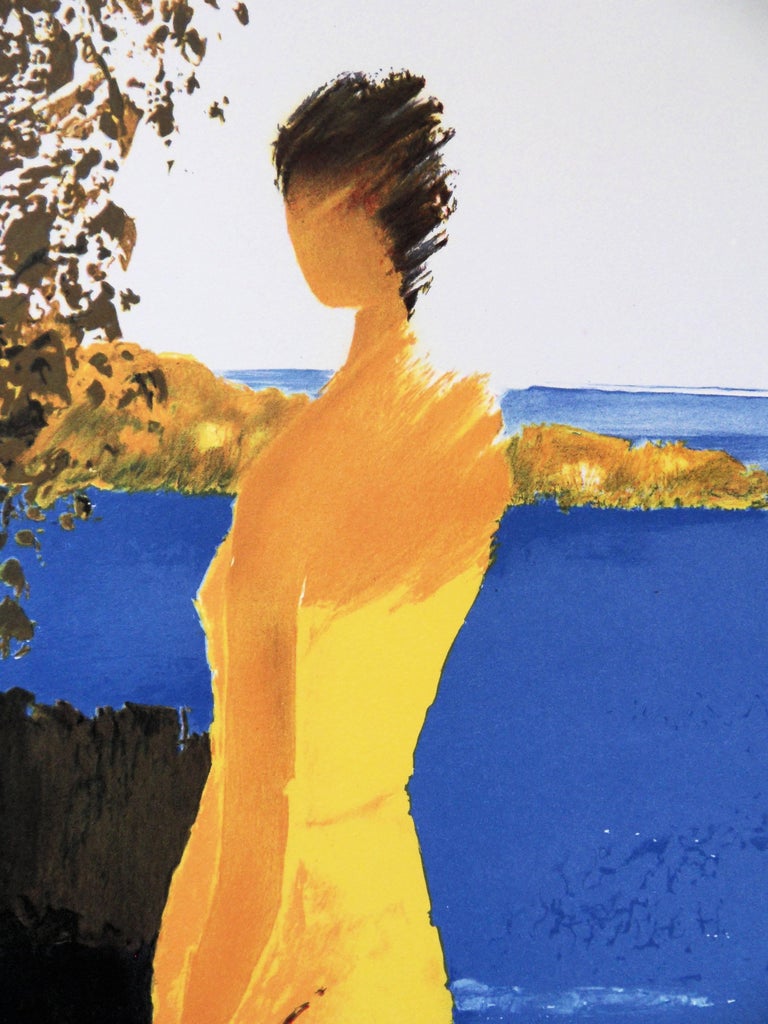 Emile Bellet - Woman in a Yellow Dress in the French Riviera ...