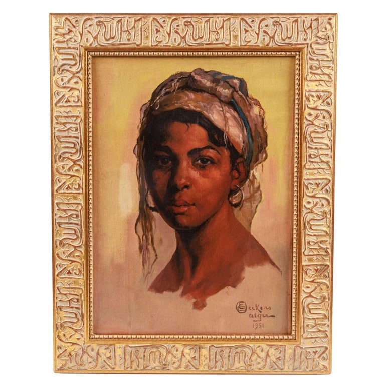 Emile Deckers, a Portrait Painting of an Algerian Woman For Sale at 1stDibs