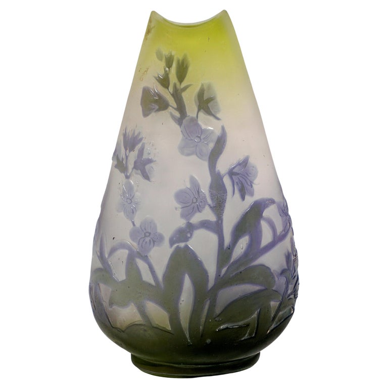 Émile Gallé Art Nouveau Drop-Shaped Vase with Floral Decor, France 1903 ...