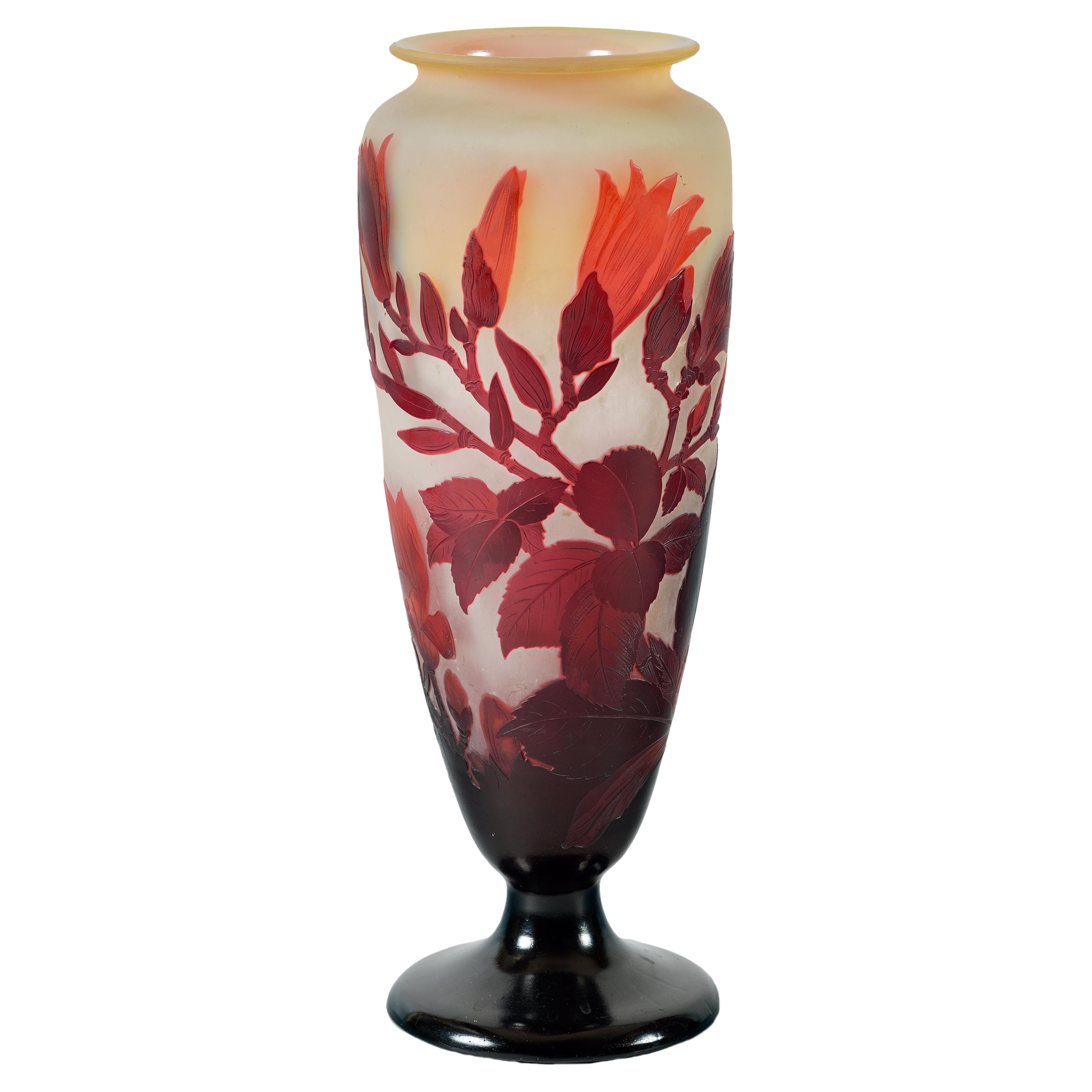 Emile Galle French Art Nouveau Monumental Cameo Glass Vase at 1stDibs