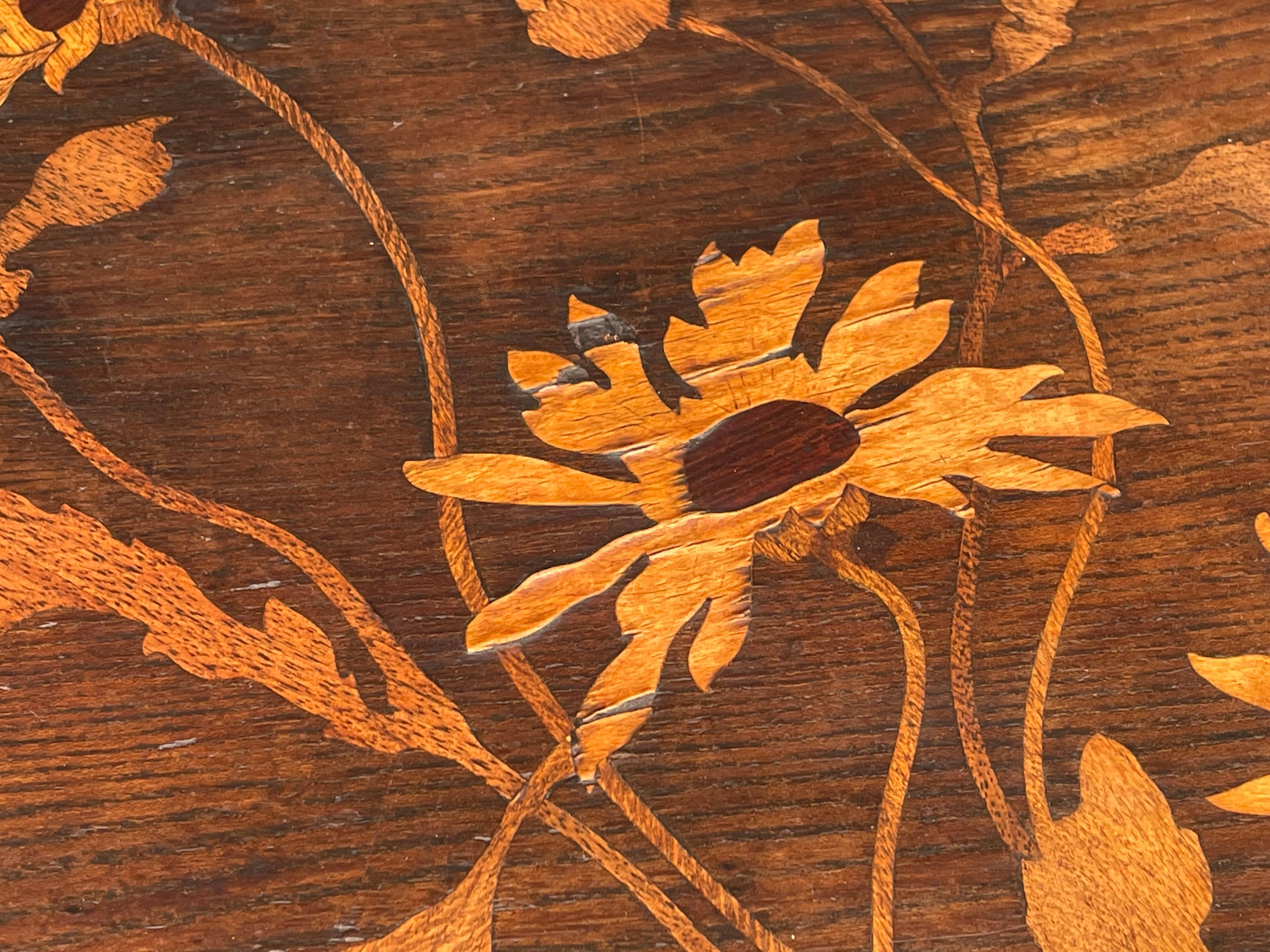 Emile Gallé Art Nouveau Tray Stand / Serving Table with Inlaid Flowers ...