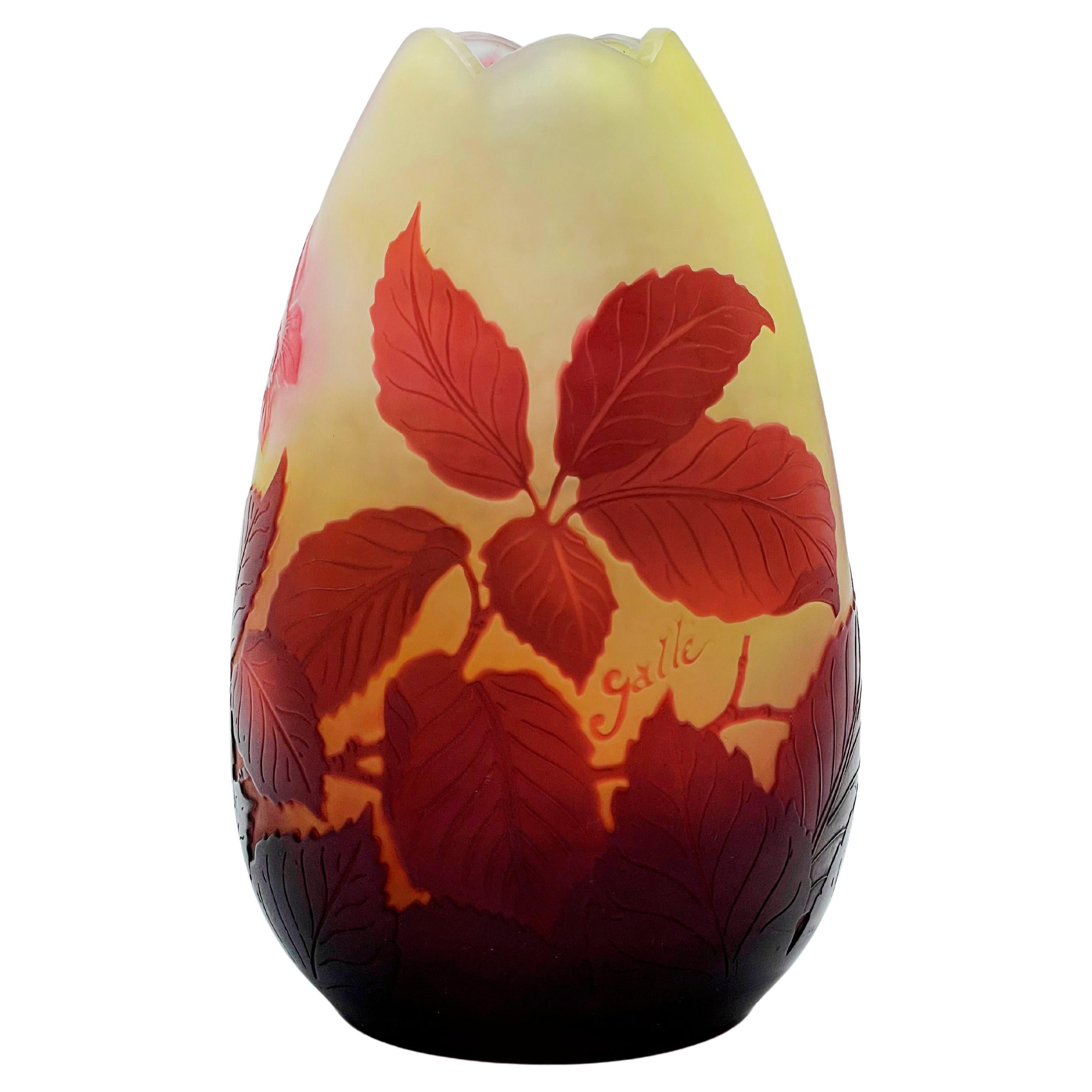 Emile Galle Cameo Glass Vase 1900 For Sale at 1stDibs