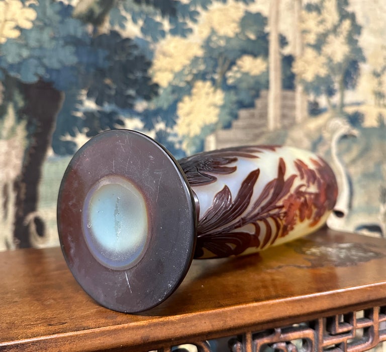 Emile Gallé, Large Vase Decorated with Red Flowers, Art Nouveau Glass ...