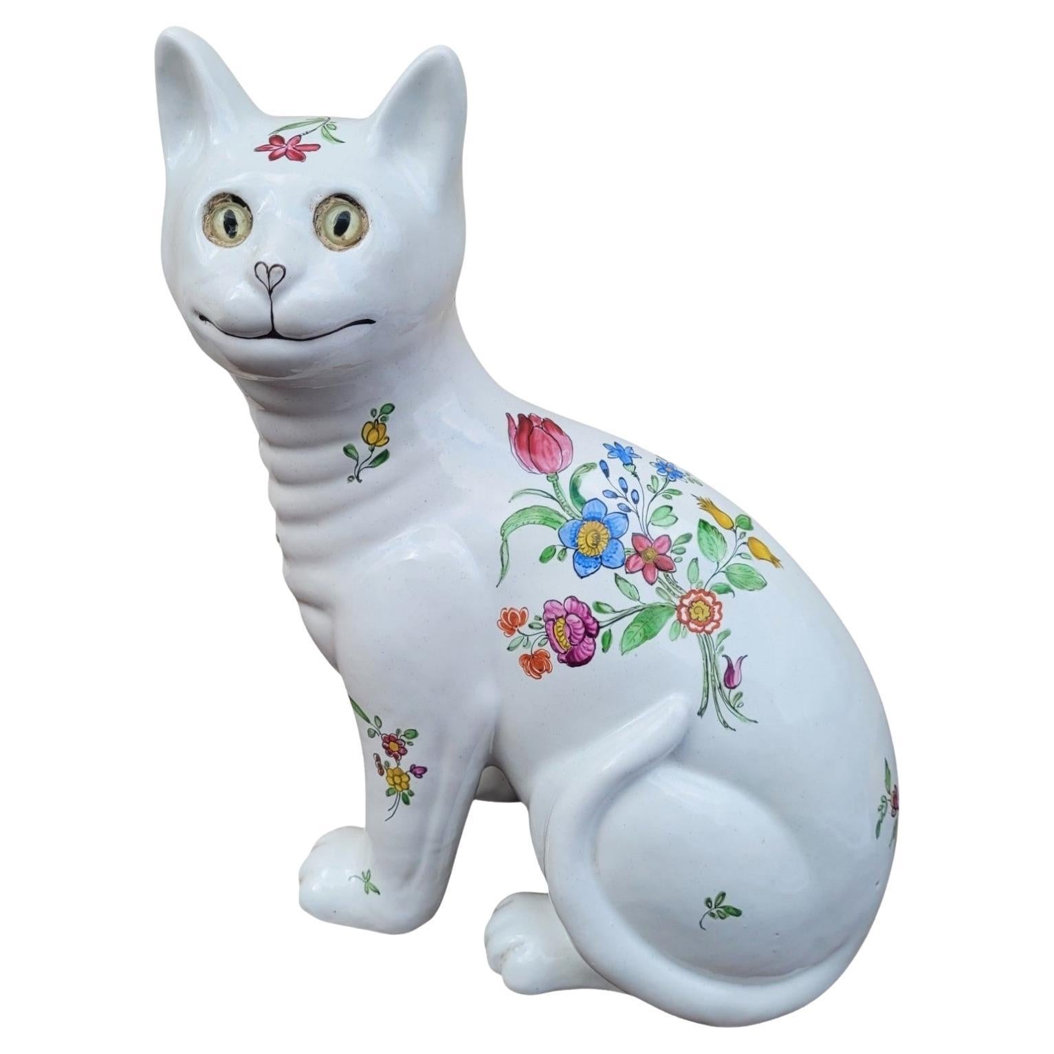 Late 19th Century French Mosanic Galle Style Faience Pottery Cat at ...