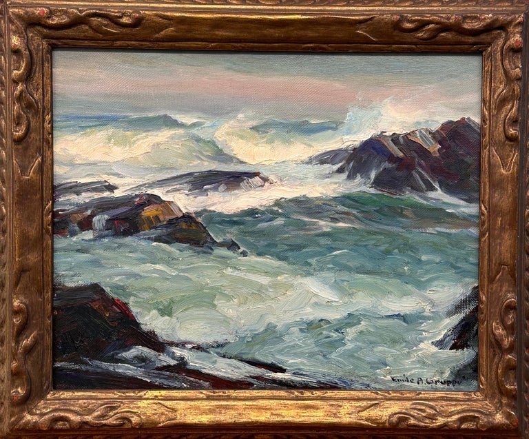 Emile Gruppe - Bass Rocks, seascape by Cape Ann Master, thick paint and ...