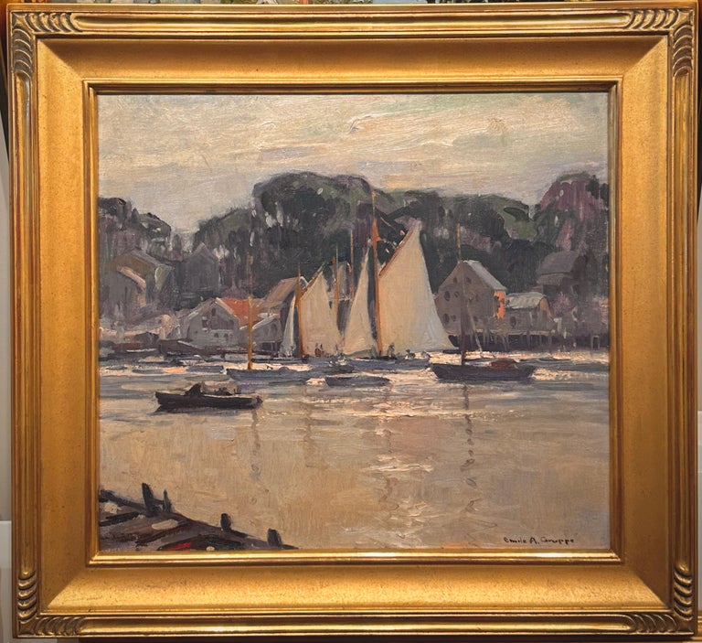 Emile Gruppe - Sailboats and Glare, Gloucester. Exceptional seascape by ...