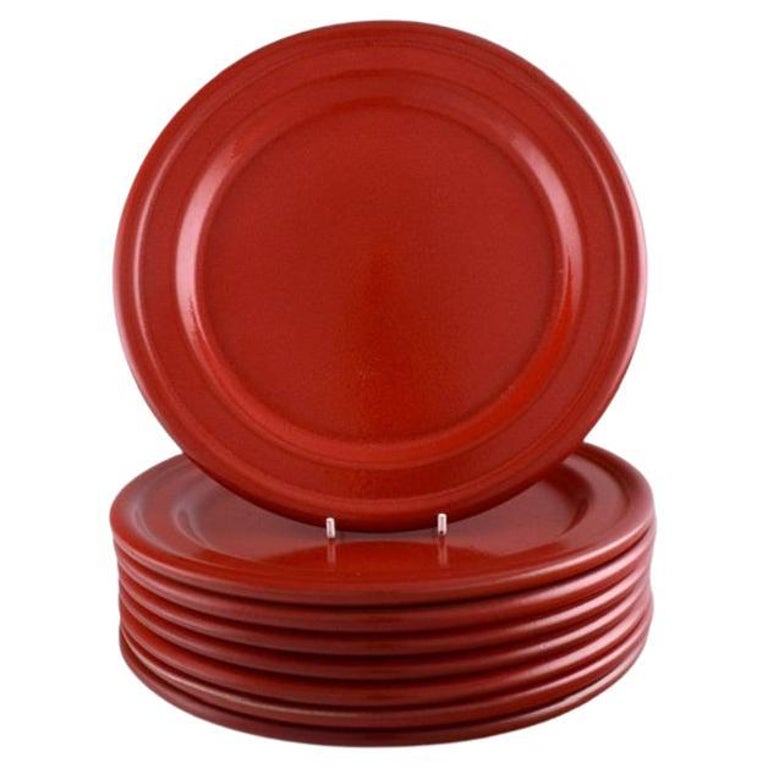 Emile Henry, France, Eight Dinner Plates in Glazed Stoneware, Mid-20th ...