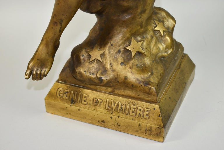 Emile Picault Bronze Female Statue with Eagle Sculpture For Sale at 1stDibs