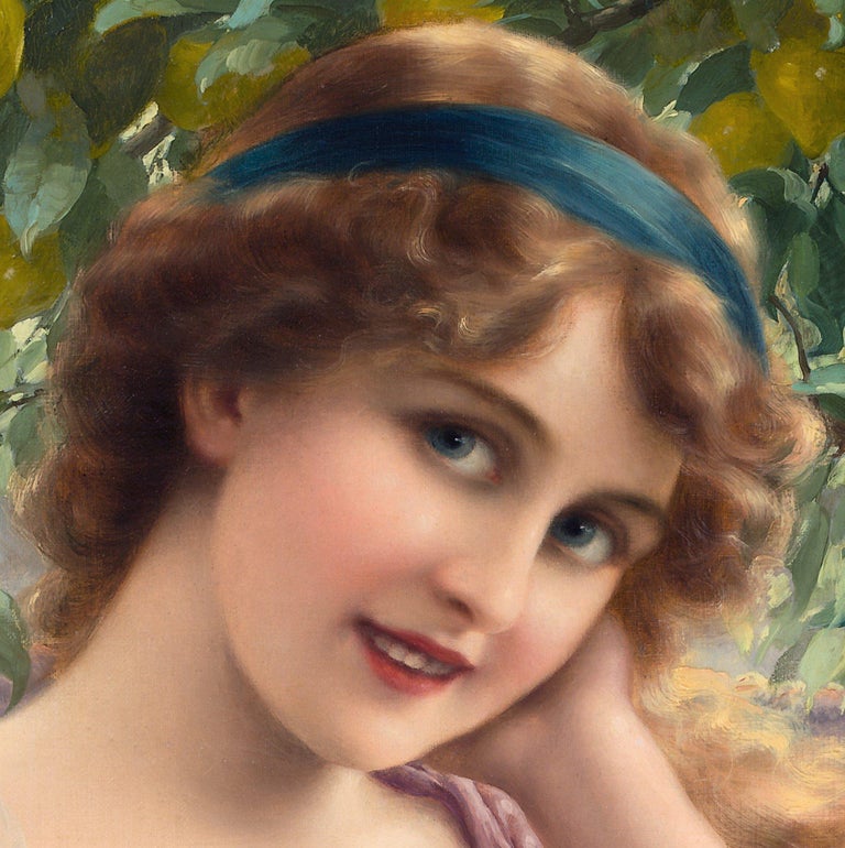 Emile Vernon - Emile Vernon 1913, French, Young Woman by a Lemon Tree ...
