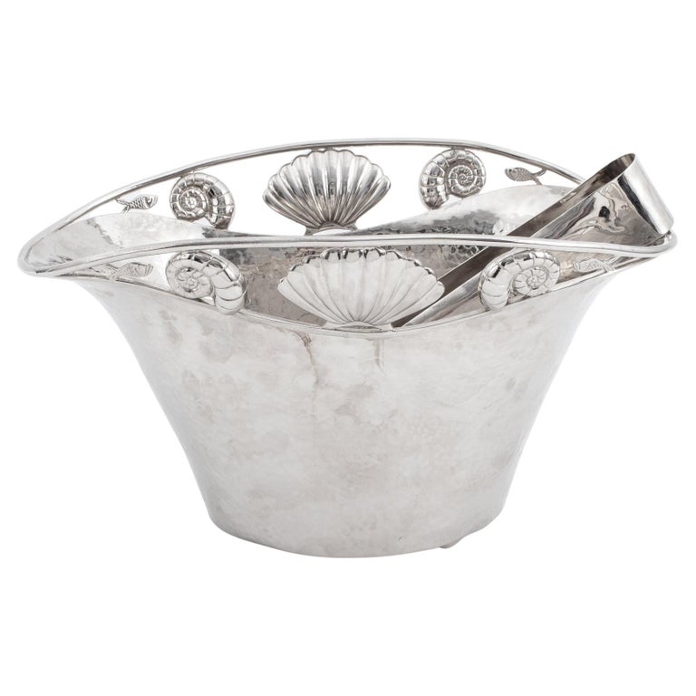 Emilia Castillo Silver-Plated Sea Shell Ice Bucket with Tongs For Sale ...