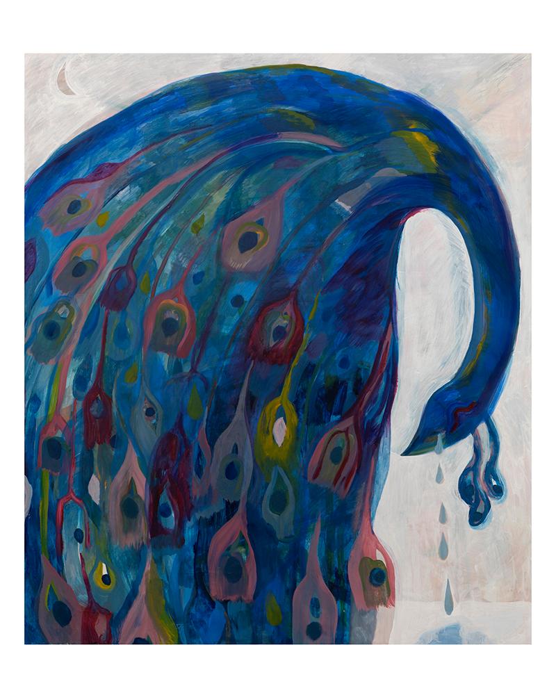 Alexandra Romano - Peacock II, Original Textured Feathers, Painting ...