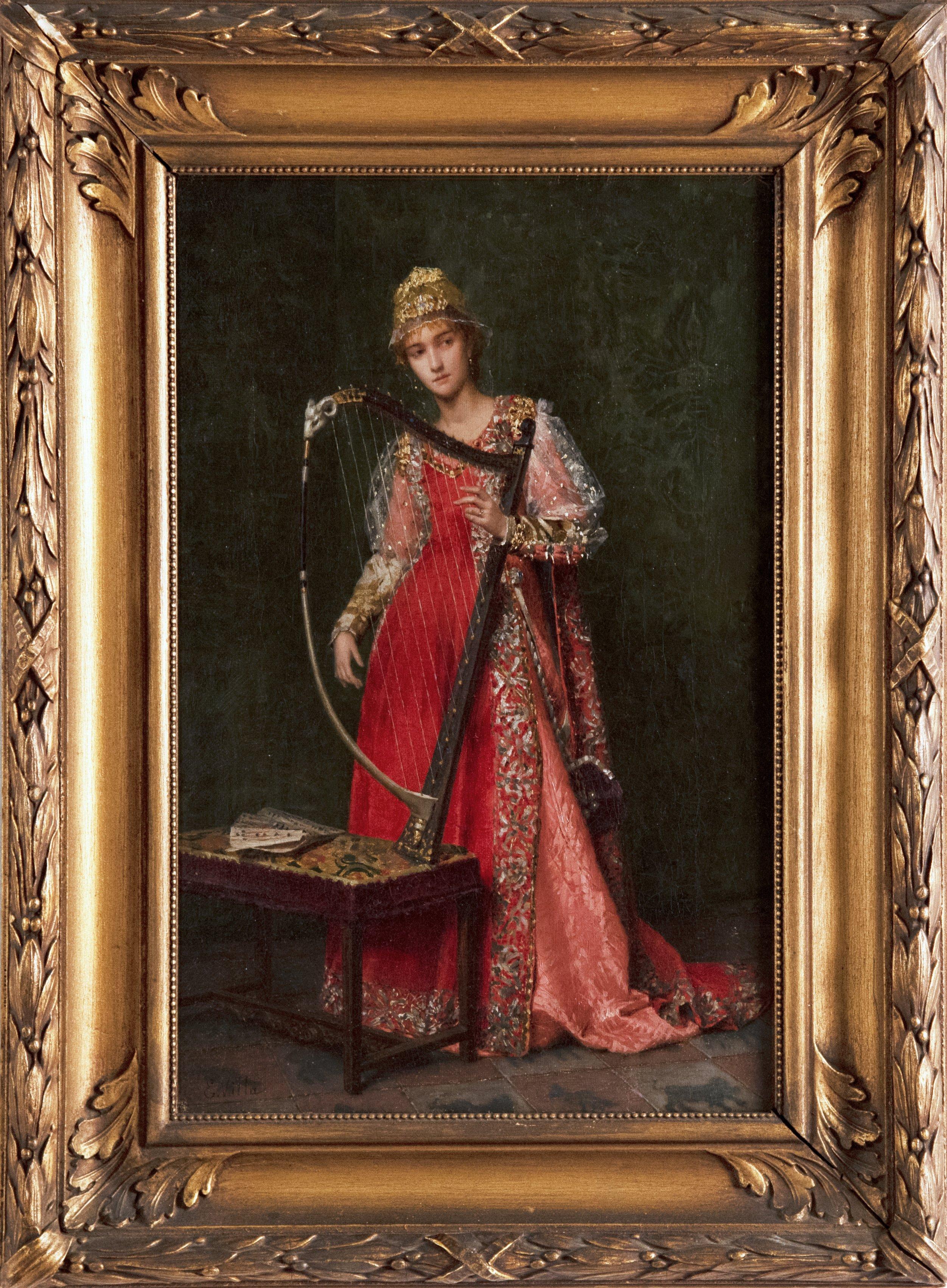 Émile Villa - Girl with Harp at 1stDibs | emile villa, villa emile