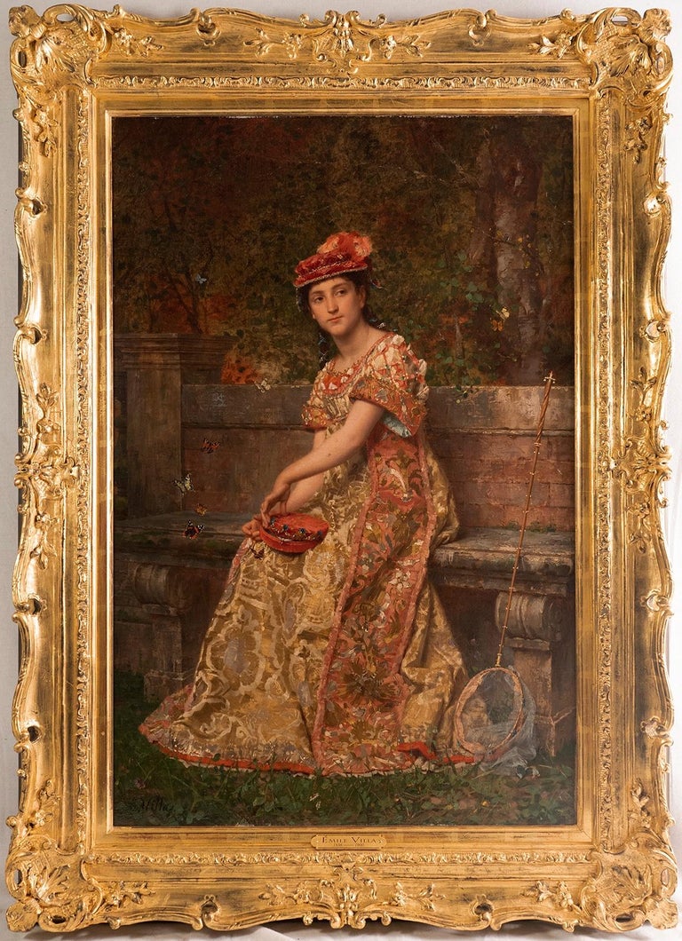 Émile Villa - "Lady Collecting Butterflies" by Émile Villa For Sale at ...