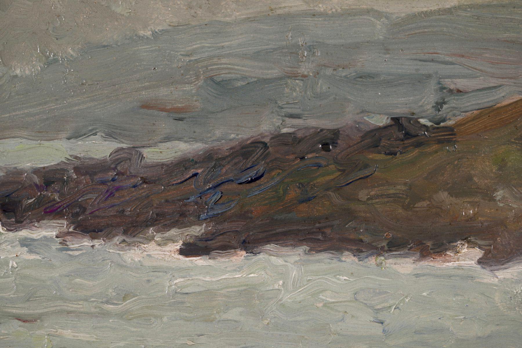 Emilio Boggio - Rocks on the Coast - Impressionist Oil, Coastal ...