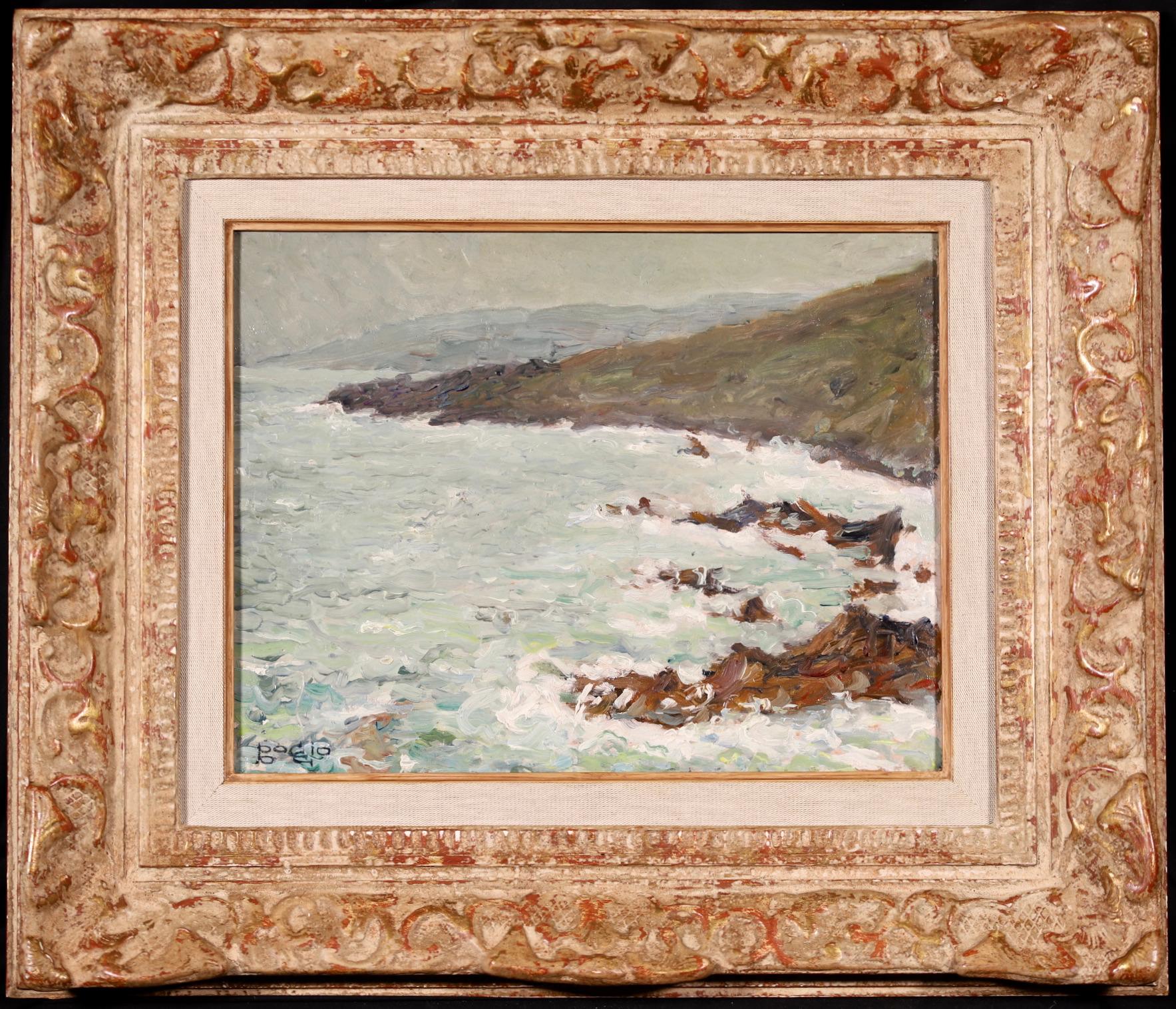 Emilio Boggio - Rocks on the Coast - Impressionist Oil, Coastal ...