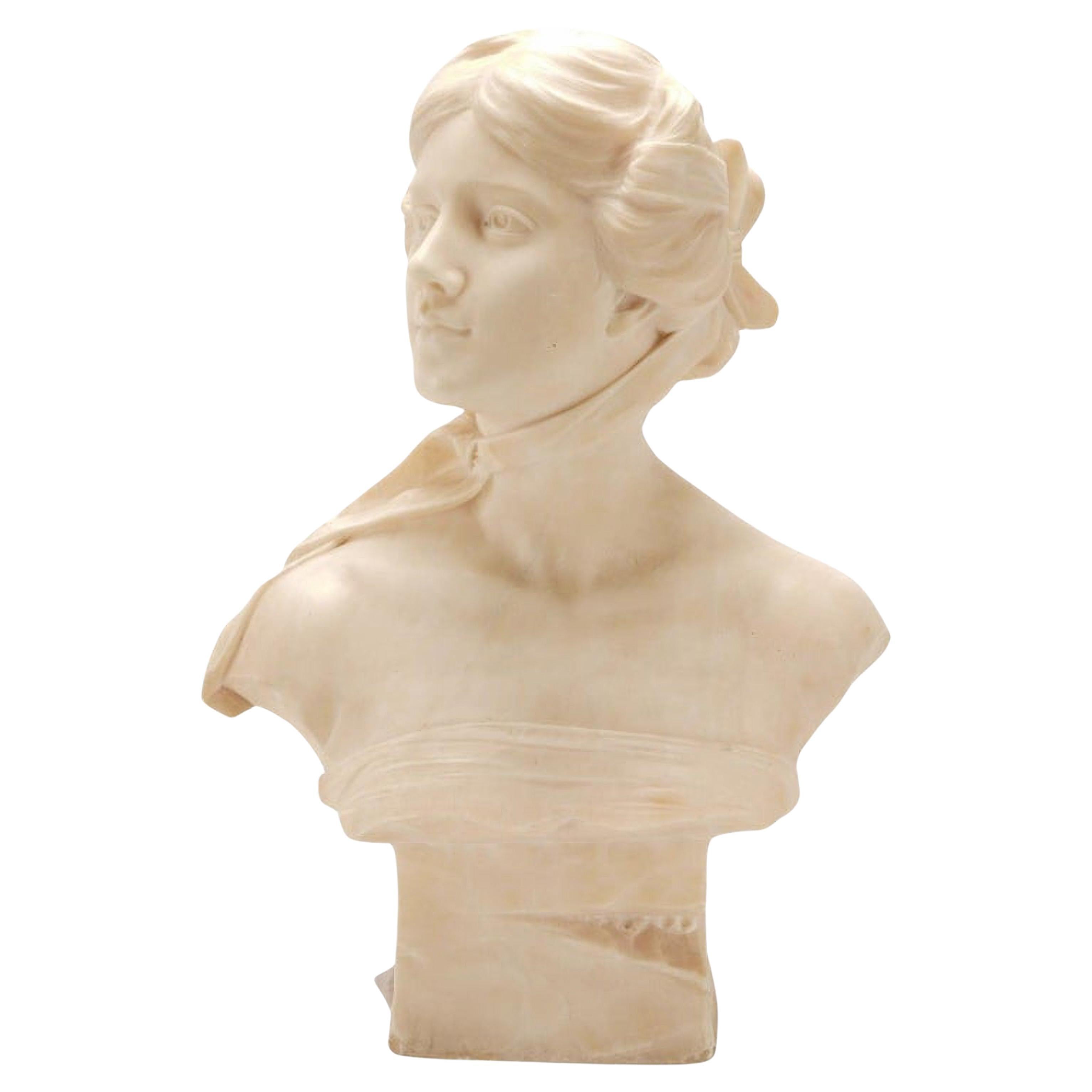 Emilio Fiaschi the Beautiful Florentine Marble Bust For Sale at 1stDibs