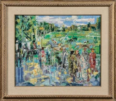 Emilio Grau Sala - "Paddock at Deauville, 1964", 20th Century Oil on Canvas by Emilio Grau Sala ...