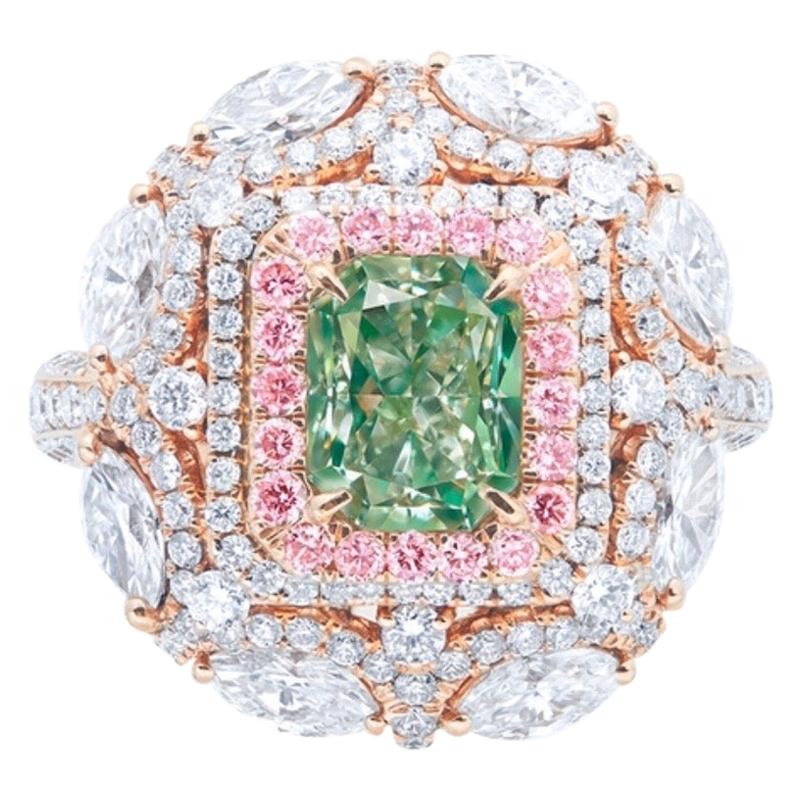 Emilio Jewelry GIA Certified Natural Fancy Green Diamond Ring and Pendant For Sale at 1stDibs ...