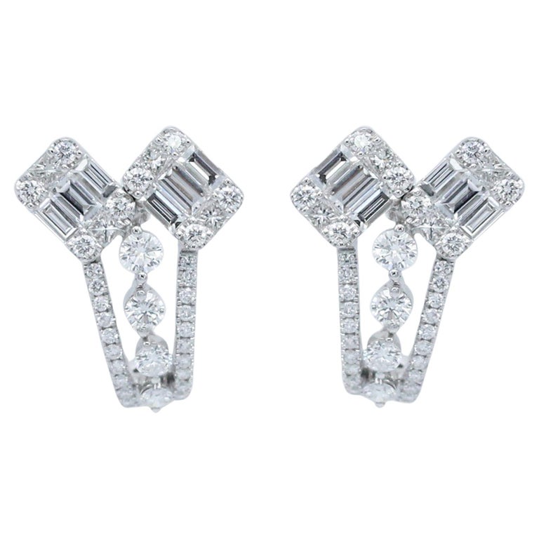 Emilio Jewelry 1.87 Carat Diamond Drop Stud Earrings For Sale at 1stDibs