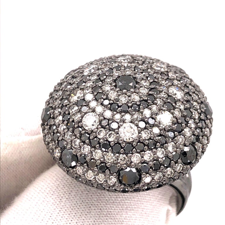 Emilio Jewelry 3.77 Carat Black White Diamond Saturn Ring at 1stDibs ...