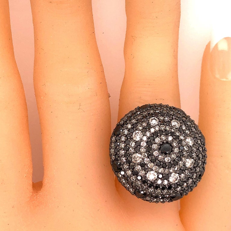 Emilio Jewelry 3.77 Carat Black White Diamond Saturn Ring at 1stDibs ...