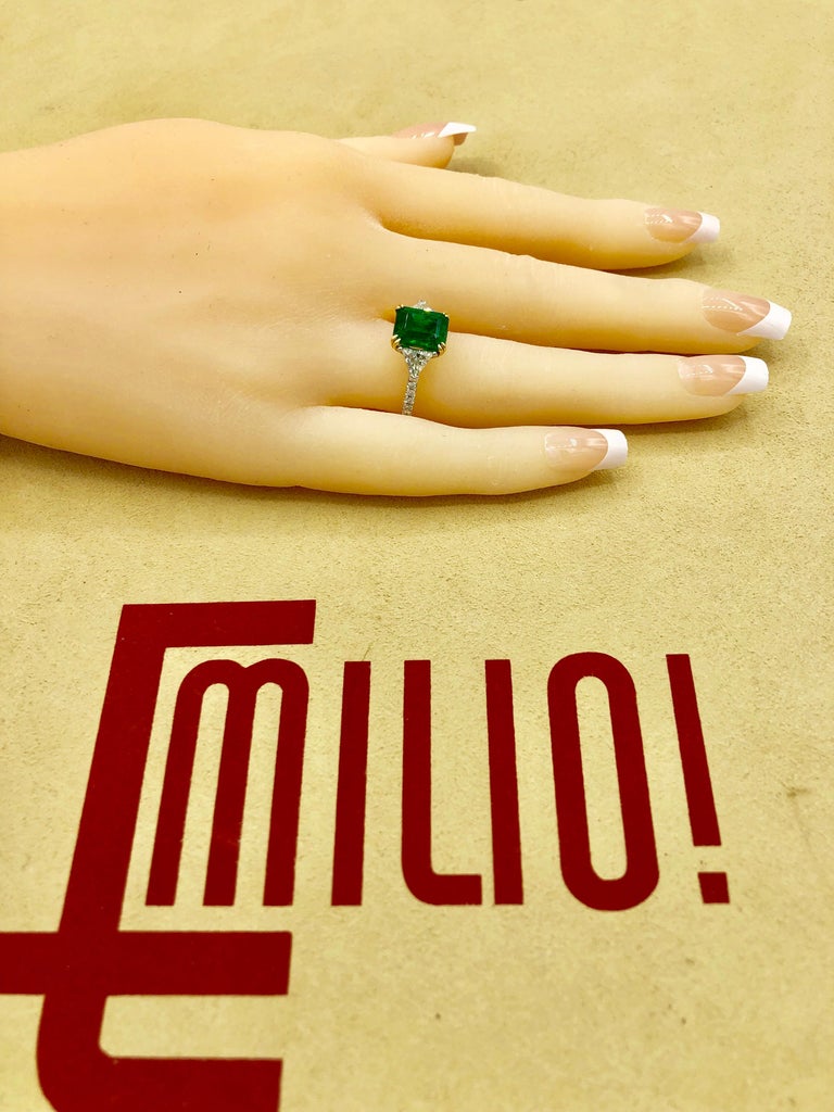Emilio Jewelry GIA Certified 4.10 Carat Emerald Diamond Platinum Ring ...