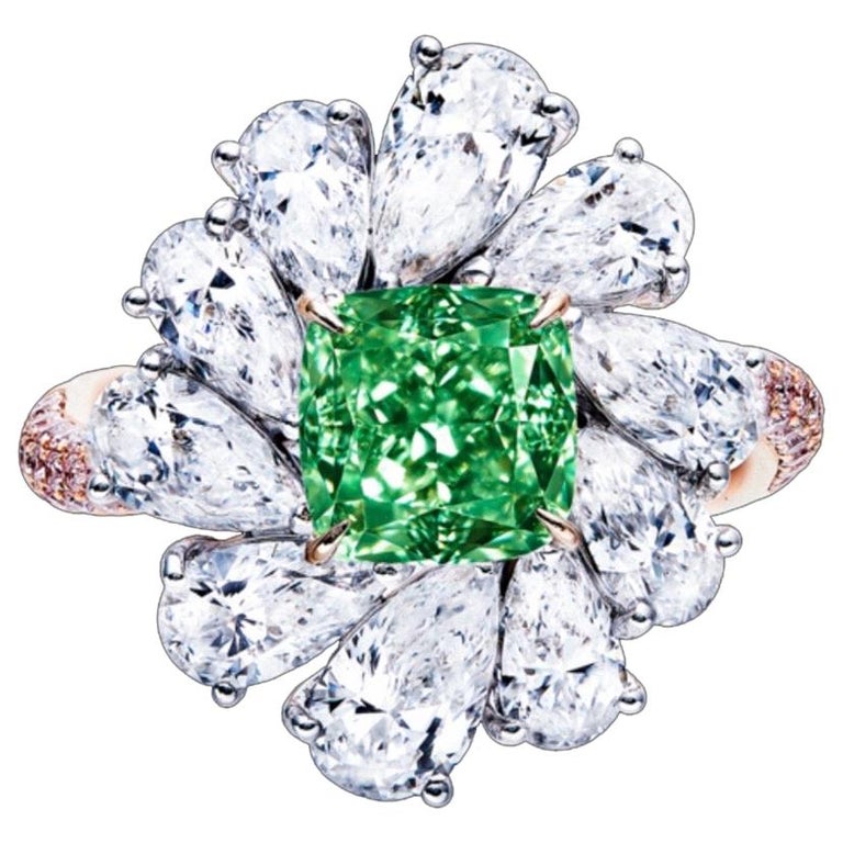 Emilio Jewelry GIA Certified 2.30 Carat Fancy Intense Green Diamond ...