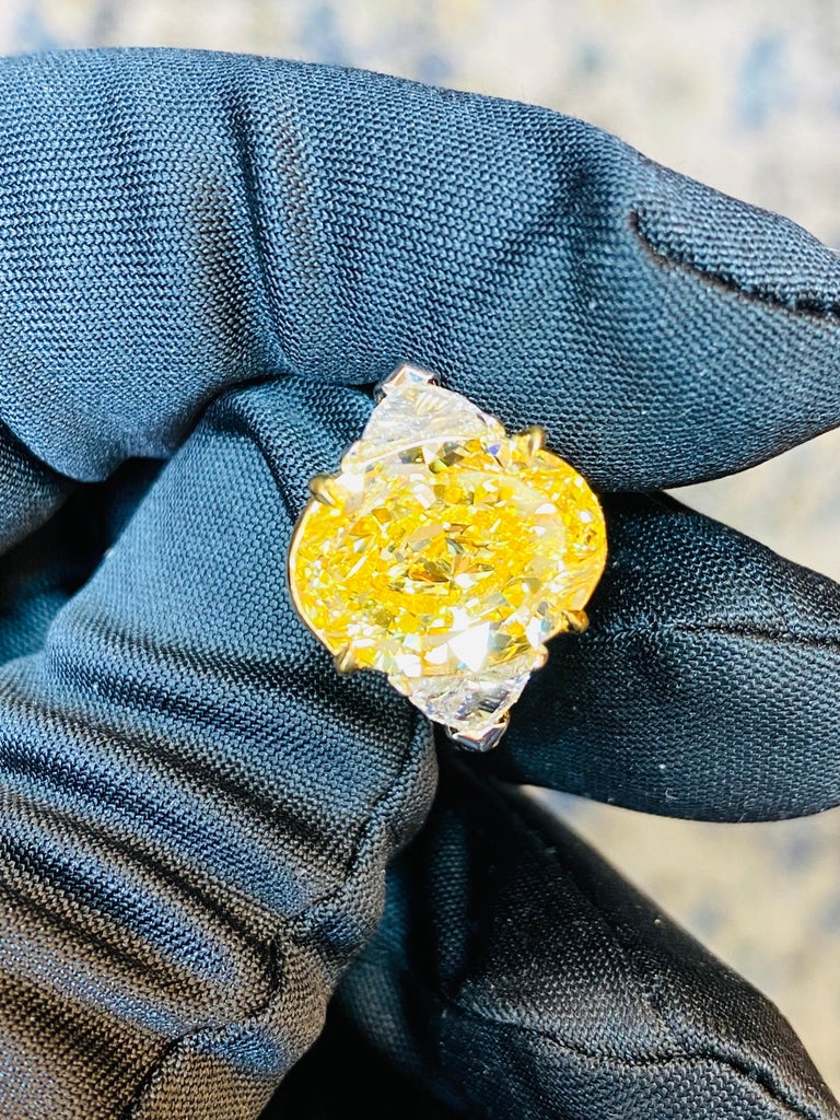 Emilio Jewelry GIA Certified 8.00 Carat Oval Fancy Intense Yellow ...