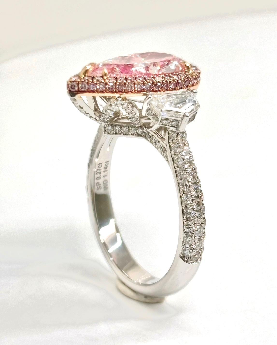 Emilio Jewelry Gia Certified Pear Shape Pink Diamond Ring For Sale at ...