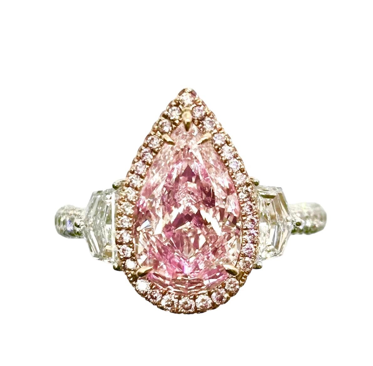 Emilio Jewelry Gia Certified Pear Shape Pink Diamond Ring For Sale at ...