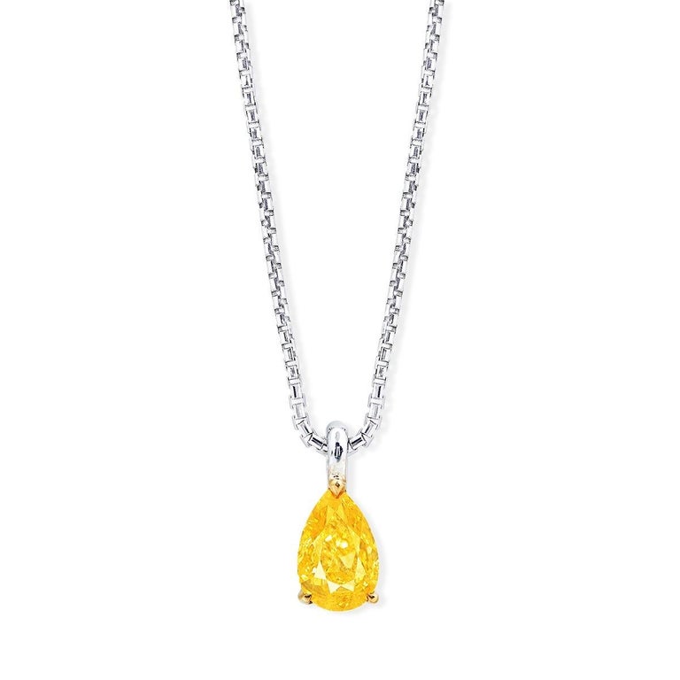 Emilio Jewelry GIA Certified Vivid Orange Diamond Necklace For Sale at ...