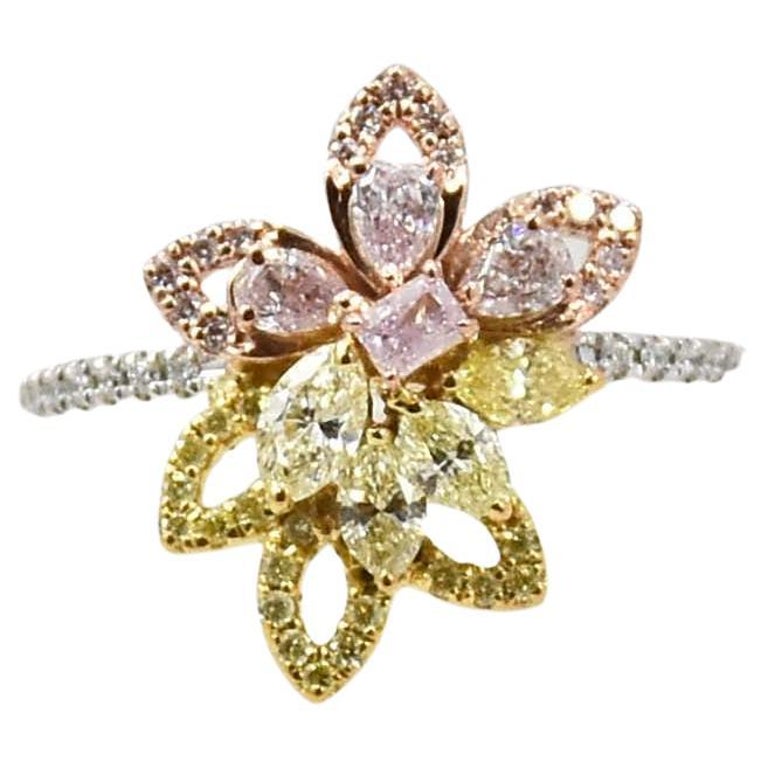 Emilio Jewelry Light Pink Cluster Flower Ring For Sale at 1stDibs