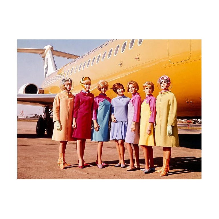 EMILIO PUCCI 1965 Braniff "Gemini IV" 2pc Lime and Orange Reversible ...
