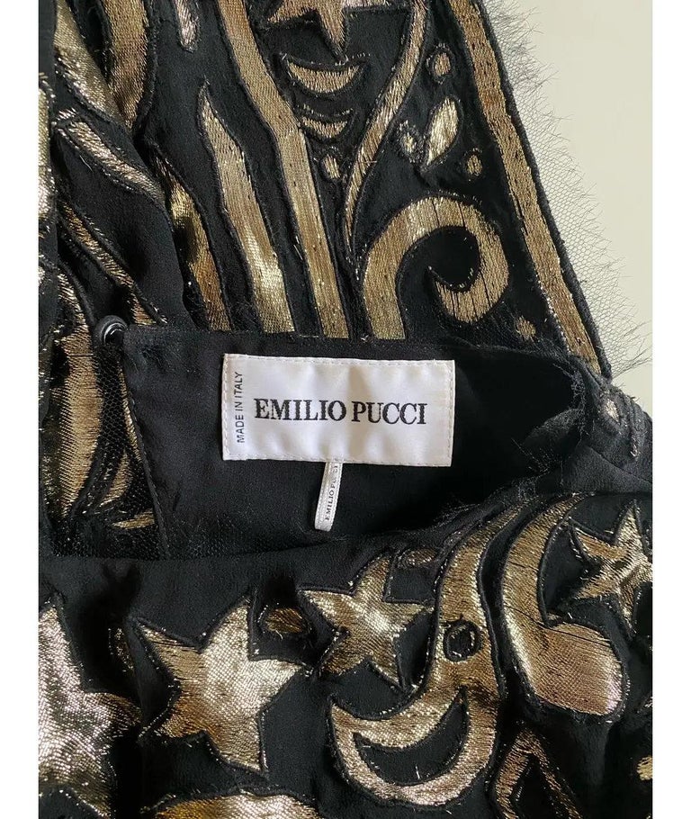 Emilio Pucci Black and Gold Brocade Dress For Sale at 1stDibs