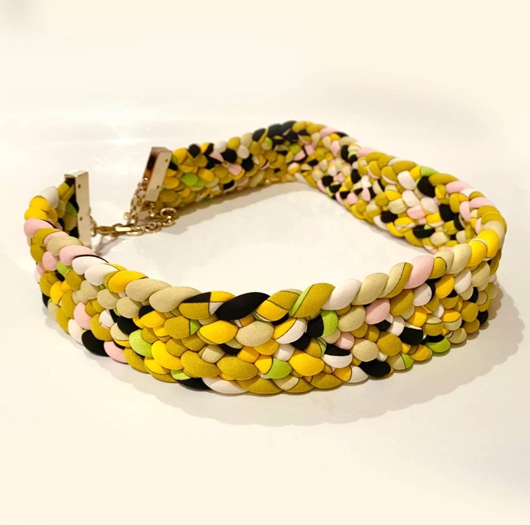 Emilio Pucci Braided Multi Color Belt with Gold Metal Badge For Sale at ...