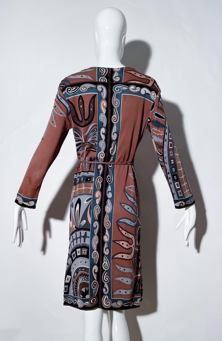 Emilio Pucci Brown Belted Dress For Sale at 1stDibs