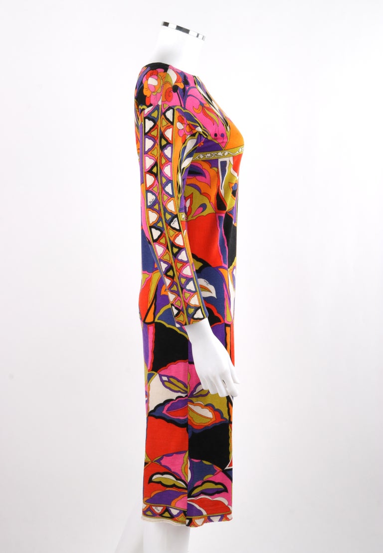 EMILIO PUCCI c.1960’s Geometric Floral Signature Print Cashmere Knit ...