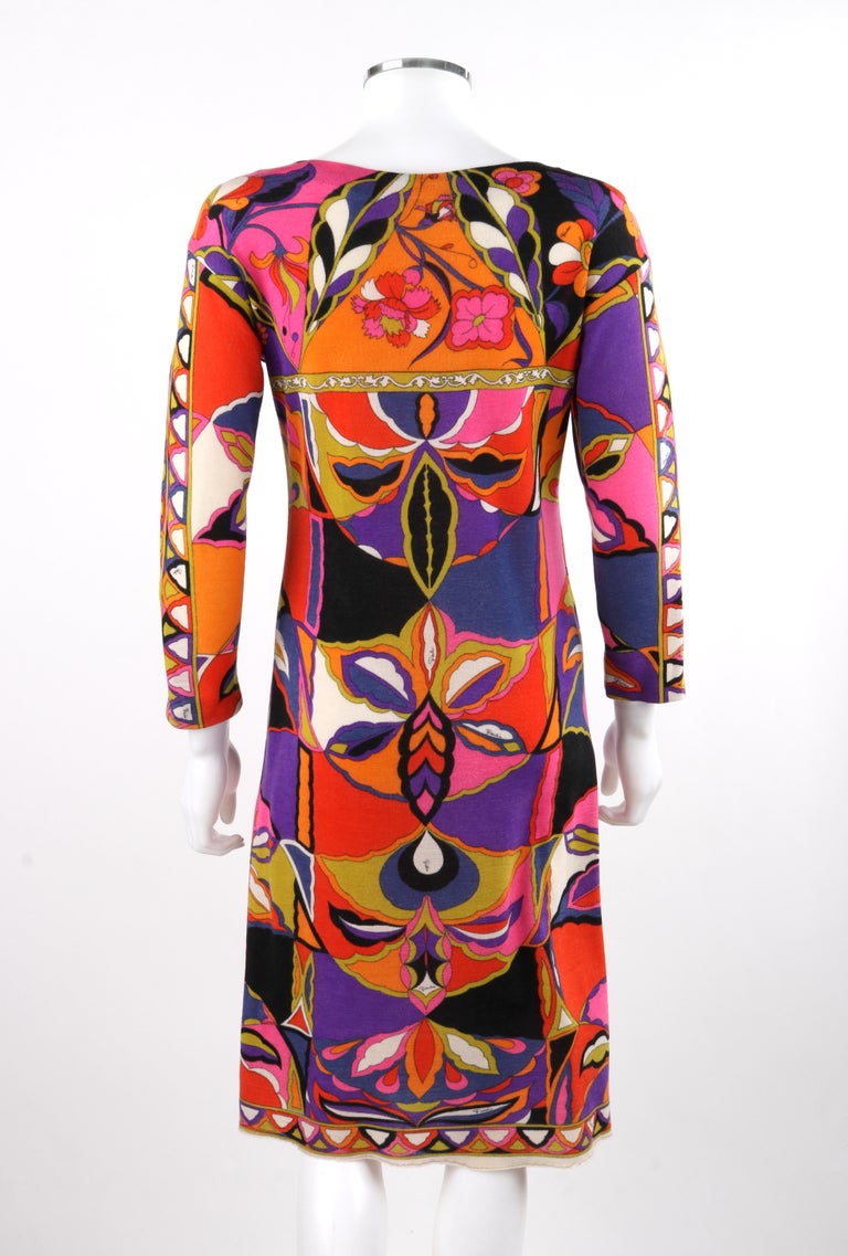 EMILIO PUCCI c.1960’s Geometric Floral Signature Print Cashmere Knit ...