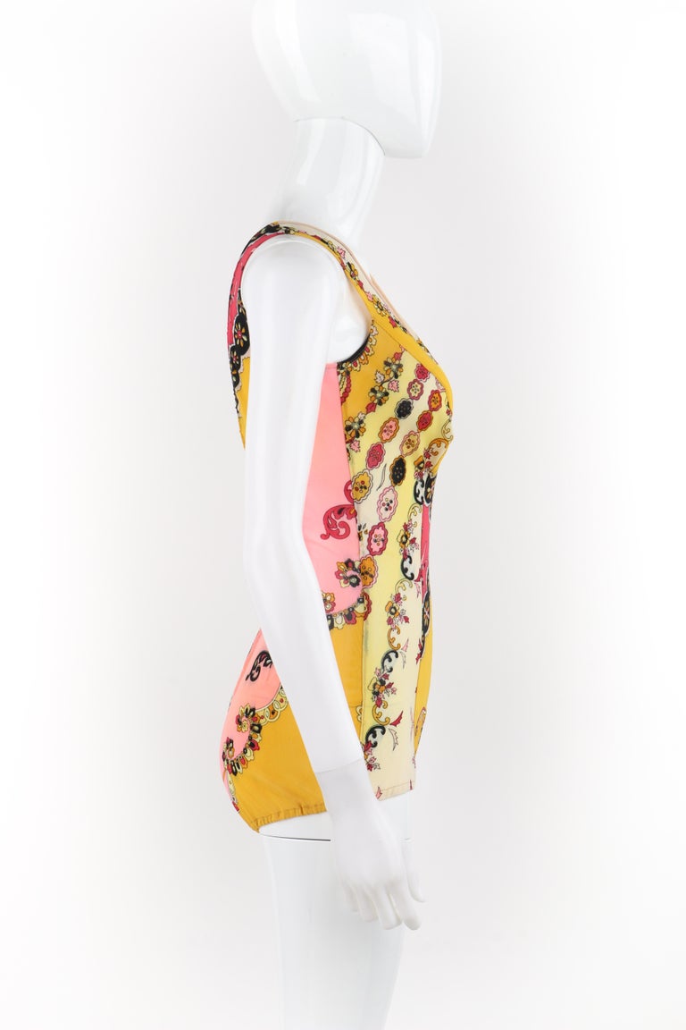 EMILIO PUCCI c.1969 Yellow Multicolor Op Art One-Piece Bathing Suit ...