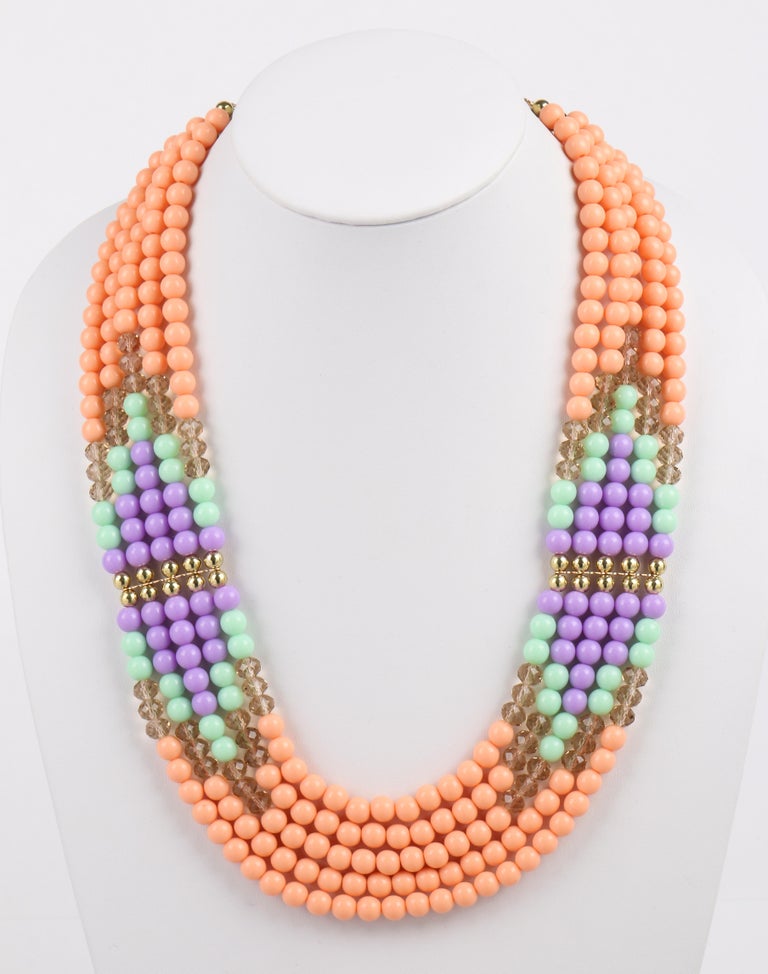 EMILIO PUCCI c.1980's Coppola e Toppo Bead Multi Strand Collar Necklace ...