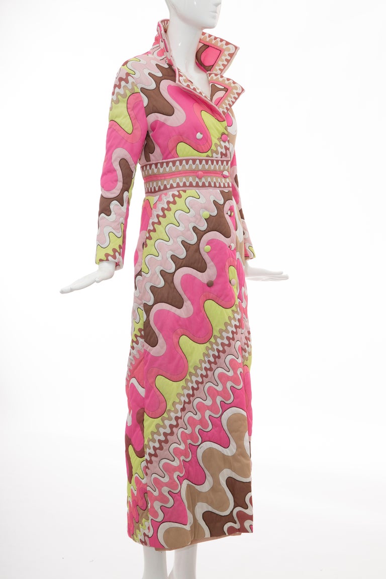 Emilio Pucci Double-Breasted Abstract Print Quilted Coat, Circa: 1970's ...